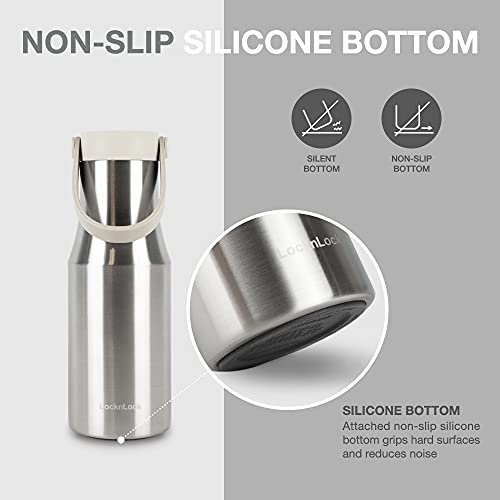 LocknLock Metro Bottle Double-Wall Insulated Stainless Steel with Silicone Handle, 16 oz, Silver