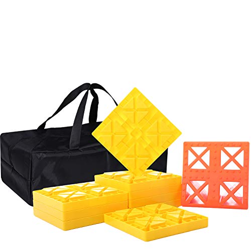 Homeon Wheels RV Leveling Blocks, One Top Tire Wheel Chock and 9 Pack Interlocking Leveling Blocks with Carrying Bag, Heavy Duty Camper Leveling Blocks and Chocks Anti-Slip Pads Design (WH-303)