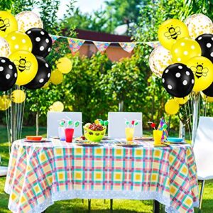 48 Pieces Happy Bee Day Balloons Latex Polka Dots Balloons Gold Confetti Balloons Bee Printed Balloons Garland for Bee Baby Shower Birthday Party Decorations