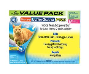 hartz ultraguard pro topical flea & tick prevention for cats & kittens, over 5 lbs 6 monthly treatments