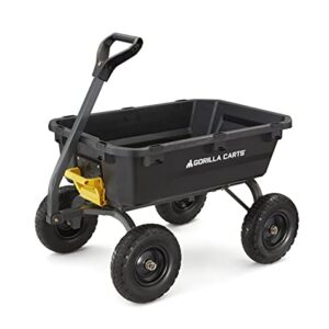 Gorilla Carts 7GCG-NF 7 Cu. Ft. Heavy-Duty Poly Garden Dump Cart with No-Flat Tires, Black (Amazon Exclusive)