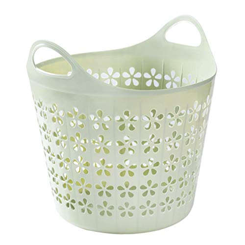 TOPBATHY Portable Plastic Laundry Storage Basket Household Clothes Toy Laundry Basket (Green, Large Size)