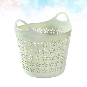 TOPBATHY Portable Plastic Laundry Storage Basket Household Clothes Toy Laundry Basket (Green, Large Size)