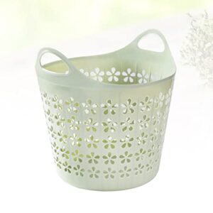 TOPBATHY Portable Plastic Laundry Storage Basket Household Clothes Toy Laundry Basket (Green, Large Size)