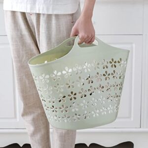 TOPBATHY Portable Plastic Laundry Storage Basket Household Clothes Toy Laundry Basket (Green, Large Size)