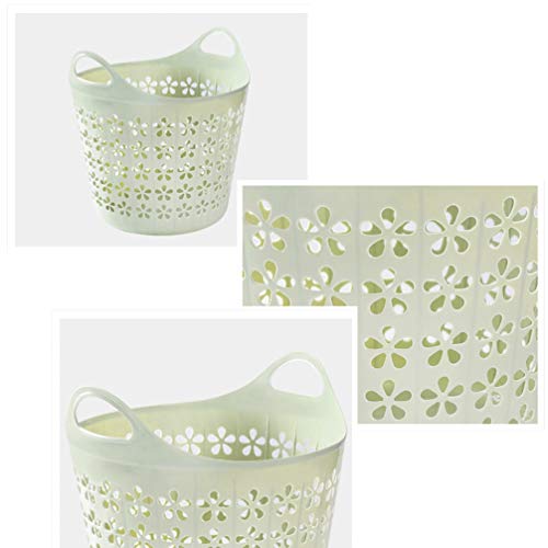 TOPBATHY Portable Plastic Laundry Storage Basket Household Clothes Toy Laundry Basket (Green, Large Size)