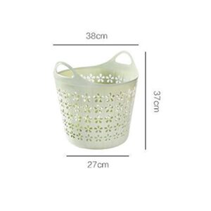 TOPBATHY Portable Plastic Laundry Storage Basket Household Clothes Toy Laundry Basket (Green, Large Size)