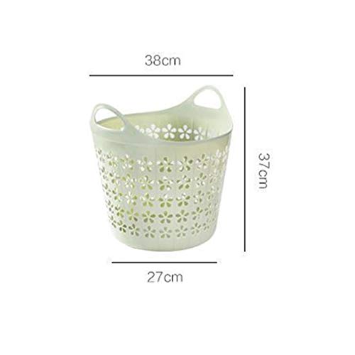 TOPBATHY Portable Plastic Laundry Storage Basket Household Clothes Toy Laundry Basket (Green, Large Size)