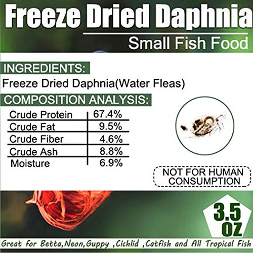 Freeze Dried Daphnia Fish Food for Betta, Neon, Guppy, Cichlid, Catfish and All Tropical Fish