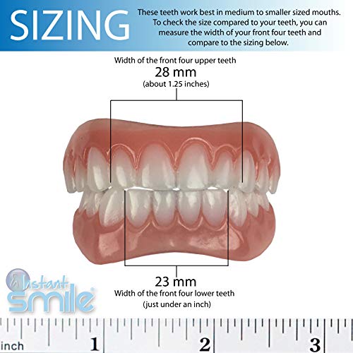 Instant Smile Comfort Fit Flex Teeth - Upper and Lower Matching Set, Bright White Shade! Fix Your Smile at Home Within Minutes!