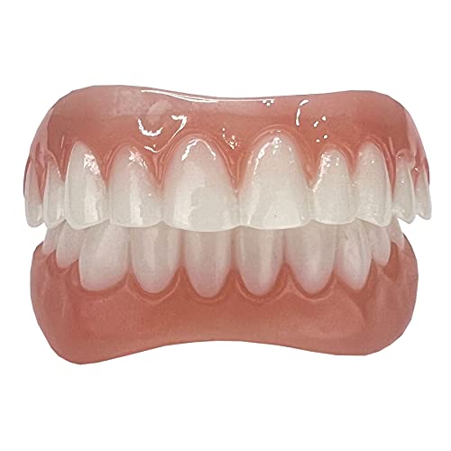 Instant Smile Comfort Fit Flex Teeth - Upper and Lower Matching Set, Bright White Shade! Fix Your Smile at Home Within Minutes!