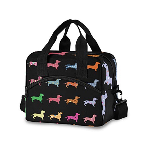 Blueangle Insulated Cooler Leakproof Reusable Lunch Bag - Dachshund Dogs Lunch Box Tote Bag with Adjustable Shoulder Strap for Women and Man