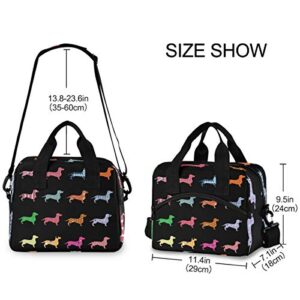 Blueangle Insulated Cooler Leakproof Reusable Lunch Bag - Dachshund Dogs Lunch Box Tote Bag with Adjustable Shoulder Strap for Women and Man