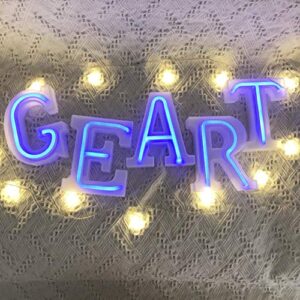 QiaoFei Light Up Marquee Letters Lights Letters Neon Signs, Pink Wall Decor/Table Decor for Home Bar Christmas, Birthday Party, Valentinefs Day Words-Blue Letters (S)