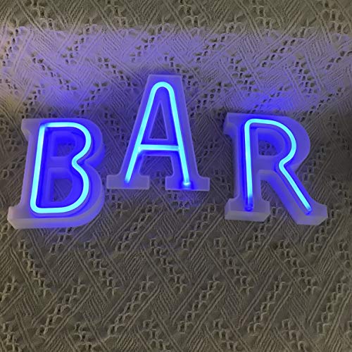 QiaoFei Light Up Marquee Letters Lights Letters Neon Signs, Pink Wall Decor/Table Decor for Home Bar Christmas, Birthday Party, Valentinefs Day Words-Blue Letters (S)