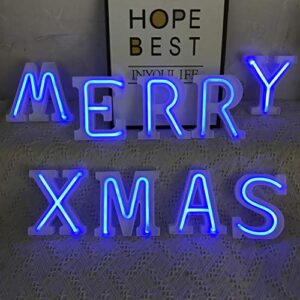 QiaoFei Light Up Marquee Letters Lights Letters Neon Signs, Pink Wall Decor/Table Decor for Home Bar Christmas, Birthday Party, Valentinefs Day Words-Blue Letters (S)