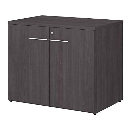 Bbf Office 500 36W Storage Cabinet with Doors in Storm Gray - Engineered Wood