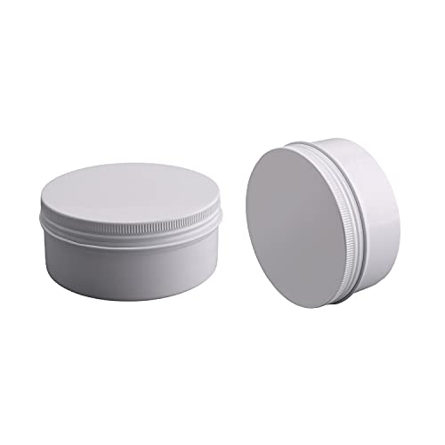 Othmro 3pcs 5.1oz Metal Round Tins Aluminum Tin Cans Containers with Screw Lid, 83*38mm(DxH) White tin cans for Salve, Spices, Lip Balm, Tea or Candies 150ml