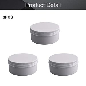 Othmro 3pcs 5.1oz Metal Round Tins Aluminum Tin Cans Containers with Screw Lid, 83*38mm(DxH) White tin cans for Salve, Spices, Lip Balm, Tea or Candies 150ml