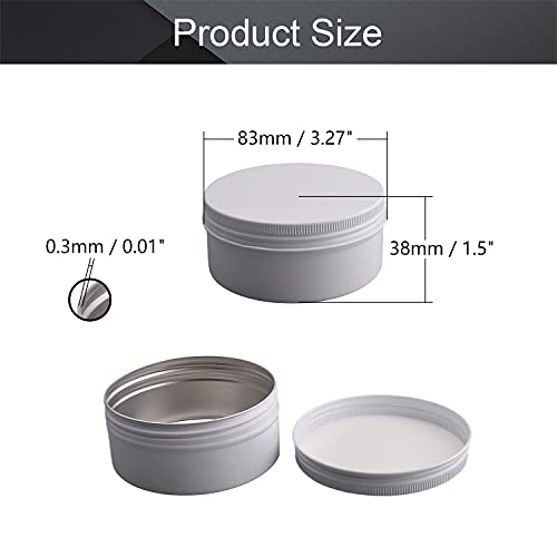 Othmro 3pcs 5.1oz Metal Round Tins Aluminum Tin Cans Containers with Screw Lid, 83*38mm(DxH) White tin cans for Salve, Spices, Lip Balm, Tea or Candies 150ml