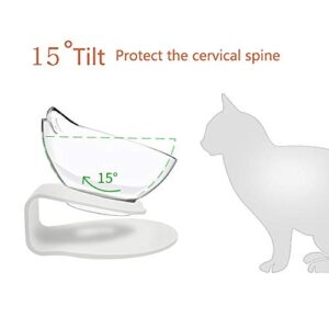 Cat Elevated Bowl with Raised Stand, 15 Degree Tilted Design Neck Guard Stand Raised Pet Food Water Feeder Bowl for Cats or Small Dogs