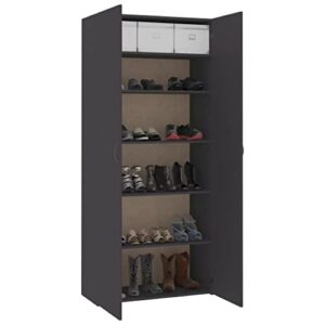 vidaXL Shoe Cabinet Indoor Hallway Household Supply Storage Shoe Shelf Rack Home Organizer Hall Cabinet Furniture Gray Engineered Wood