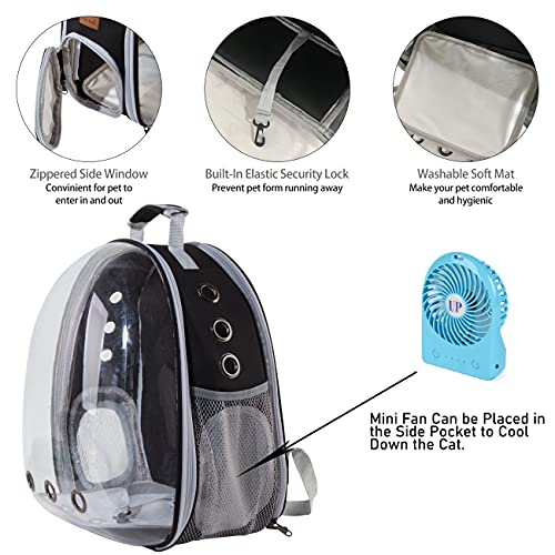 XZKING Cat Backpack Carrier Bubble Bag, Transparent Space Capsule Pet Carrier Dog Hiking Backpack, Small Dog Backpack Carrier for Cats Puppies Airline Approved Travel Carrier Outdoor Use Black