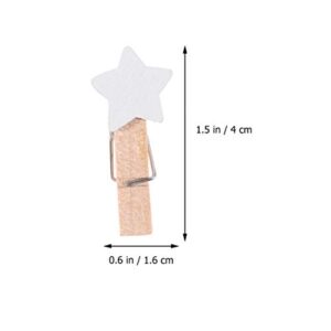 HEALLILY 100pcs Mini Wooden Clothespins Star Shape Wall Hanging Clips Photo Clips Picture Pegs Craft Clips with Rope White