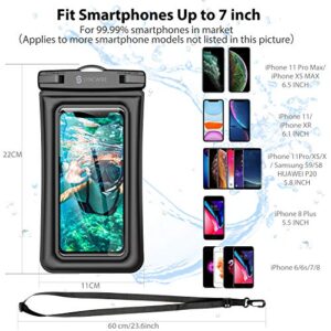 Syncwire Waterproof Phone Pouch, 2 Pack IPX8 Universal Waterproof Case Underwater Dry Bag Compatible with iPhone 13 12 Pro Max SE2 11 Pro XR X 8 7 6s Plus Galaxy S21 S10 Note 10 Google Pixel Up to 7"