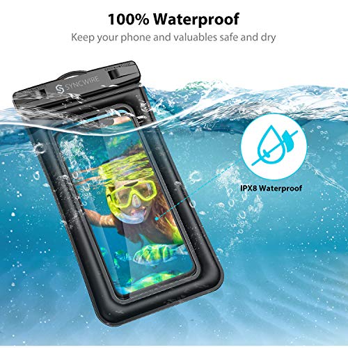 Syncwire Waterproof Phone Pouch, 2 Pack IPX8 Universal Waterproof Case Underwater Dry Bag Compatible with iPhone 13 12 Pro Max SE2 11 Pro XR X 8 7 6s Plus Galaxy S21 S10 Note 10 Google Pixel Up to 7"