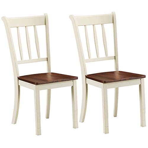 Giantex Solid Wood Dining Chairs Set of 2, Farmhouse Armless Kitchen Chair with Rake Back, Wooden Whitesburg Dining Room Chairs