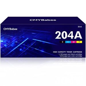 cmybabee compatible toner cartridge replacement for hp 204a cf510a cf511a cf512a cf513a m180nw m180n m154a m154nw color pro printer (black, cyan, yellow, magenta, 4-pack)