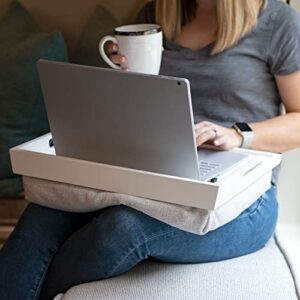 Rossie Home Wood Bed Tray Lap Desk with Detachable Cushion, Serving Tray - Soft White - Fits up to 15.6 Inch Laptops - Style No. 76101