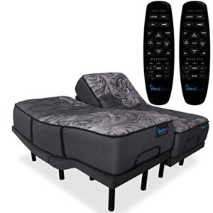 idealbed iq5 luxury hybrid mattress and adjustable bed sleep system, pressure relief sleep, zero gravity, anti-snore, custom comfort positions (split king, luxury plush (medium soft) + 4i custom)