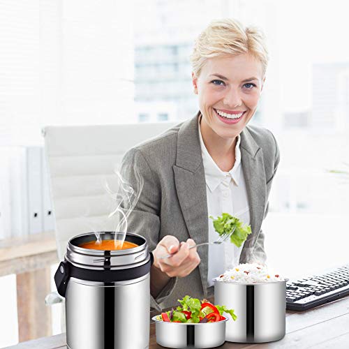 Thermos for Hot Food,88oz Wide Mouth Soup Thermos,Large Food Thermos,Multiple Tier Food Flask with Handle,Thermal Soup Container,Stainless Steel Food Jar,Travel Insulated Lunch Box,Lunch Container