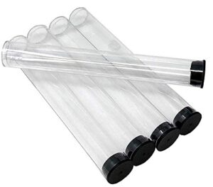 prestige import group - 7/8" interior diameter clear plastic empty storage tubes - flat bottom - 80ml capacity, press fit black cap - 5 pack