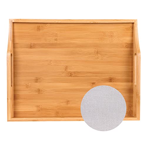 Rossie Home Bamboo Bed Tray Lap Desk with Detachable Cushion, Serving Tray - Natural - Fits up to 15.6 Inch Laptops - Style No. 76107