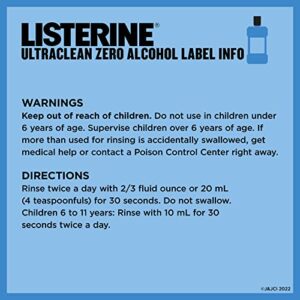 Listerine Ultraclean Zero Alcohol Tartar Control Mouthwash, Oral Rinse to Help Fight Bad Breath and Tartar, for Cleaner, Naturally White Teeth, Less Intense Arctic Mint Taste, 1 L