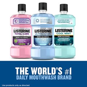 Listerine Ultraclean Zero Alcohol Tartar Control Mouthwash, Oral Rinse to Help Fight Bad Breath and Tartar, for Cleaner, Naturally White Teeth, Less Intense Arctic Mint Taste, 1 L