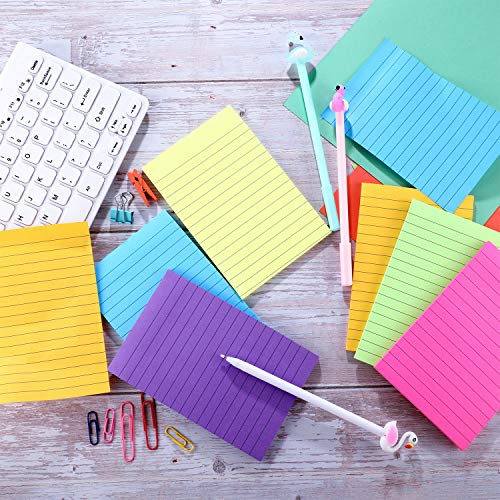 18 Pack Lined Sticky Notes 4 x 6 Inch Colorful Self Sticky Notes Lined Memos for School Office and Home Supplies, 540 Sheets, 6 Colors