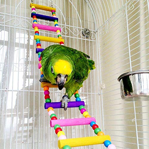 SONYANG Wood Climbing Ladder Toy for Bird Parrot Budgie Parakeet Cockatiel Macaw African Grey Cockatoo Cage Perch