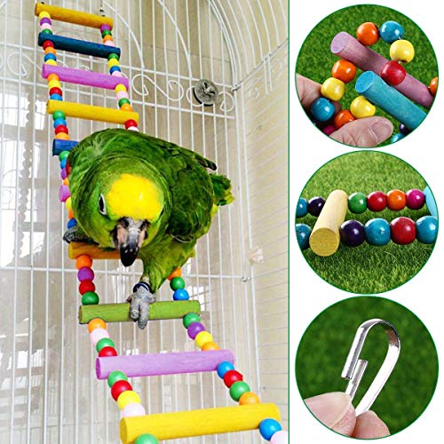 SONYANG Wood Climbing Ladder Toy for Bird Parrot Budgie Parakeet Cockatiel Macaw African Grey Cockatoo Cage Perch