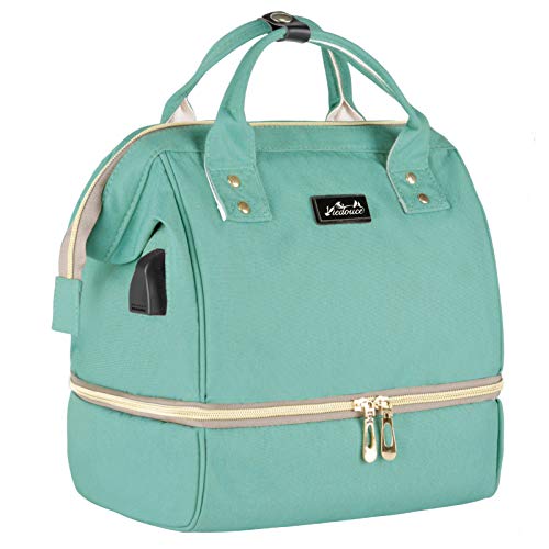 Viedouce Nappy Backpack, Changing Nappy Bag, Lunch Bag Insulated, Picnic Bag for Travel, Waterproof Oxford Baby Travel Diaper Mummy Bag Backpack with Charging Port (Cyan 8L)