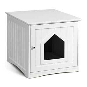 petsite cat litter box enclosure, hidden litter box furniture, home decorative enclosed cat house & nightstand, indoor pet crate, kitty washroom cabinet