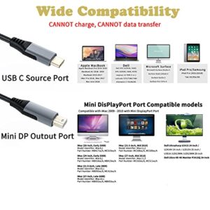 USB C to Mini DisplayPort DP Cable,Knaive Type C Unidirectional to Mini DP 4K@60Hz Compatible with MacBook Pro/Air/iMac/Mac Mini/Surface to Mini DP Monitor(6ft)