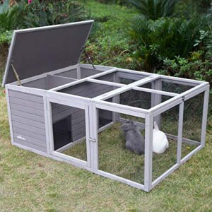 aivituvin rabbit hutch outdoor large, bunny cage indoor for 2 rabbits, poultry playpen duck cage playpen for small animals with easy to clean pvc layer