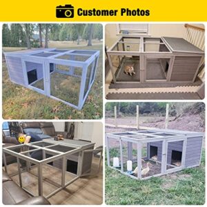 Aivituvin Rabbit Hutch Outdoor Large, Bunny Cage Indoor for 2 Rabbits, Poultry Playpen Duck Cage Playpen for Small Animals with Easy to Clean PVC Layer