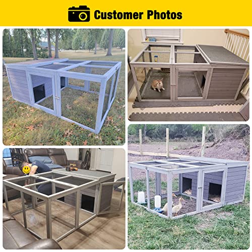 Aivituvin Rabbit Hutch Outdoor Large, Bunny Cage Indoor for 2 Rabbits, Poultry Playpen Duck Cage Playpen for Small Animals with Easy to Clean PVC Layer