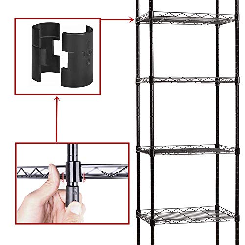 YOHKOH 6 Wire Shelving Steel Storage Rack Adjustable Unit Shelves for Laundry Bathroom Kitchen Pantry Closet 16.7" Width x 62" Height x 11.7" Depth, Black