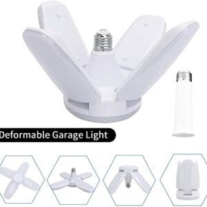 Maxziller 4 Pack 60W LED Garage Lights,6000LM Adjustable Garage Lights 110V LED Garage Lighting E26,Super Bright Garage Lights,6000k Nature White Garage Ceilling Light Including Extension Header